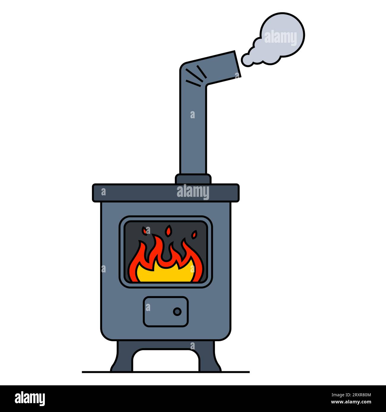 iron stove for heating a room with a chimney. flat vector illustration Stock Vector Image & Art ...