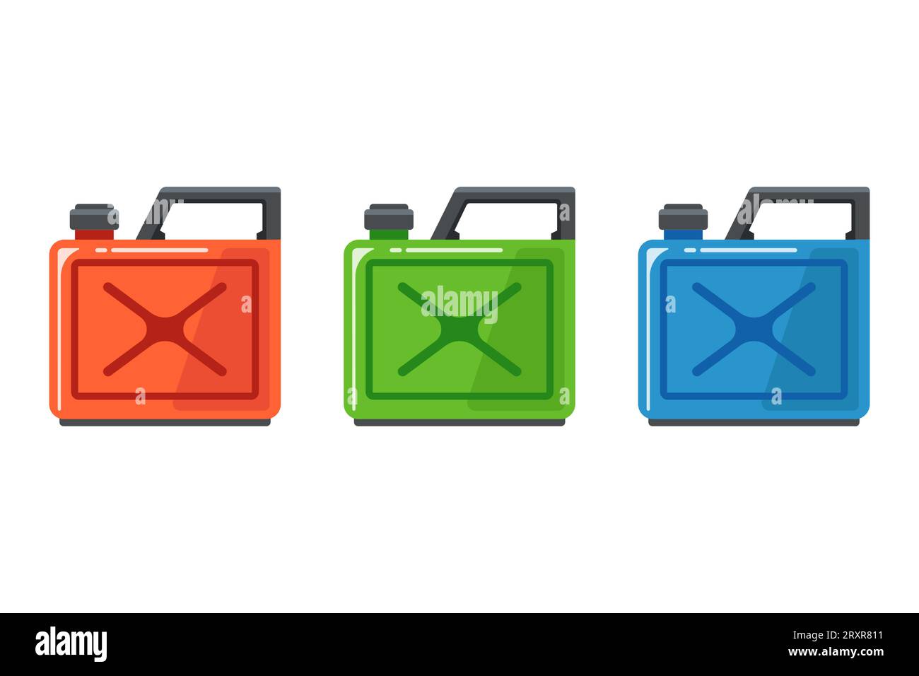 set of multi-colored containers for gasoline. flat vector illustration ...