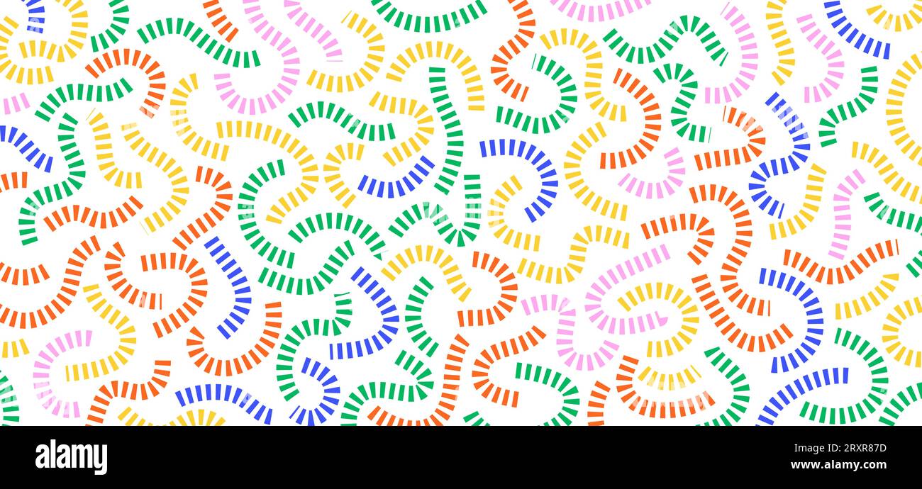 Colorful doodle pattern. Funny vibrant pattern. Colorful curved lines ...