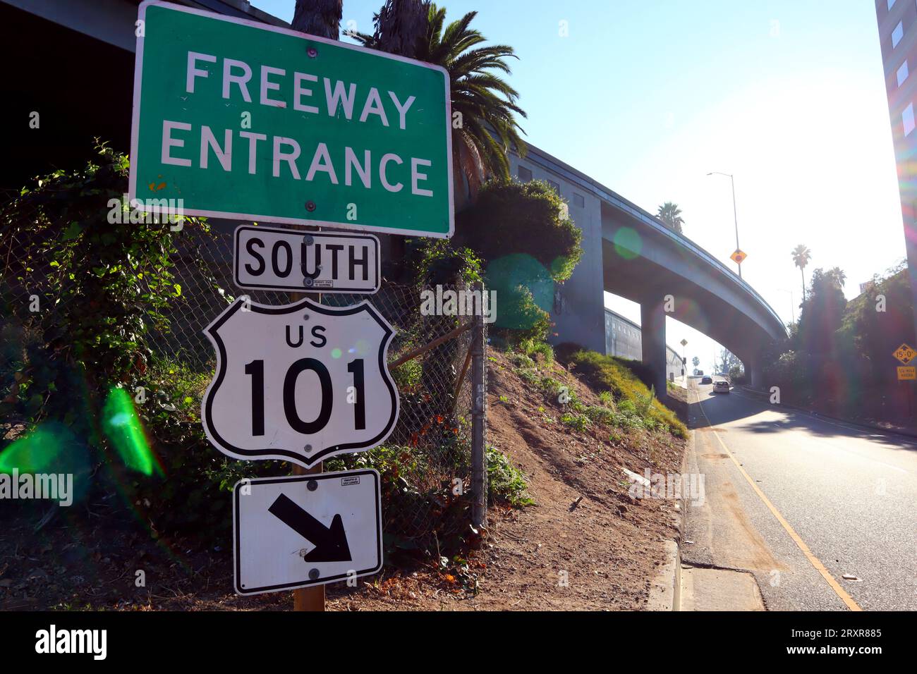 Los Angeles, California: US 101 Freeway Entrance sign Stock Photo - Alamy