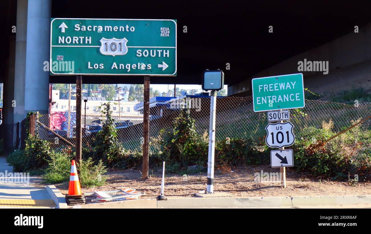 Los Angeles, California: US 101 Freeway Entrance sign Stock Photo - Alamy