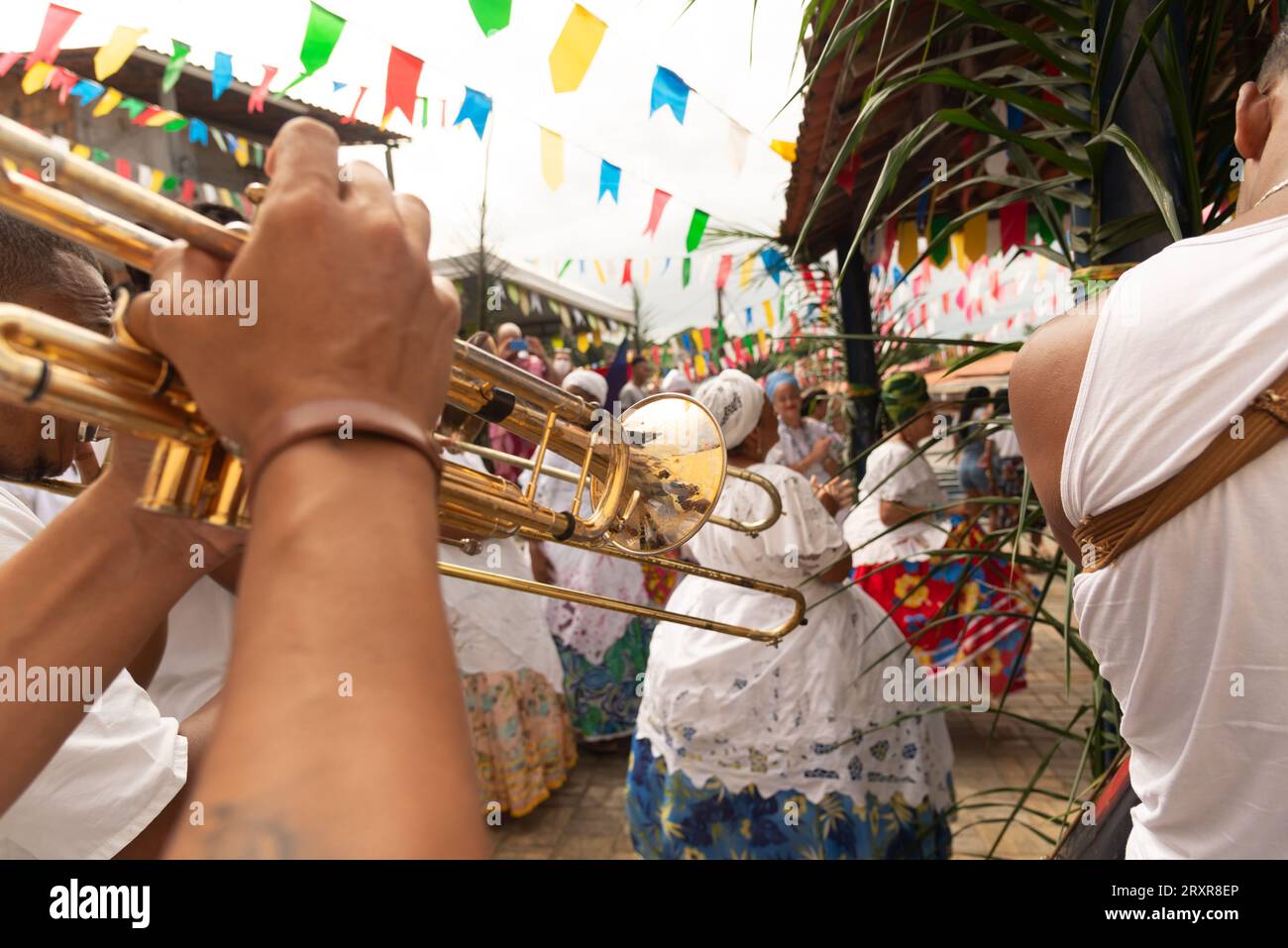 Saubara, Bahia, Brazil - June 12, 2022: Candomble fans are seen during ...