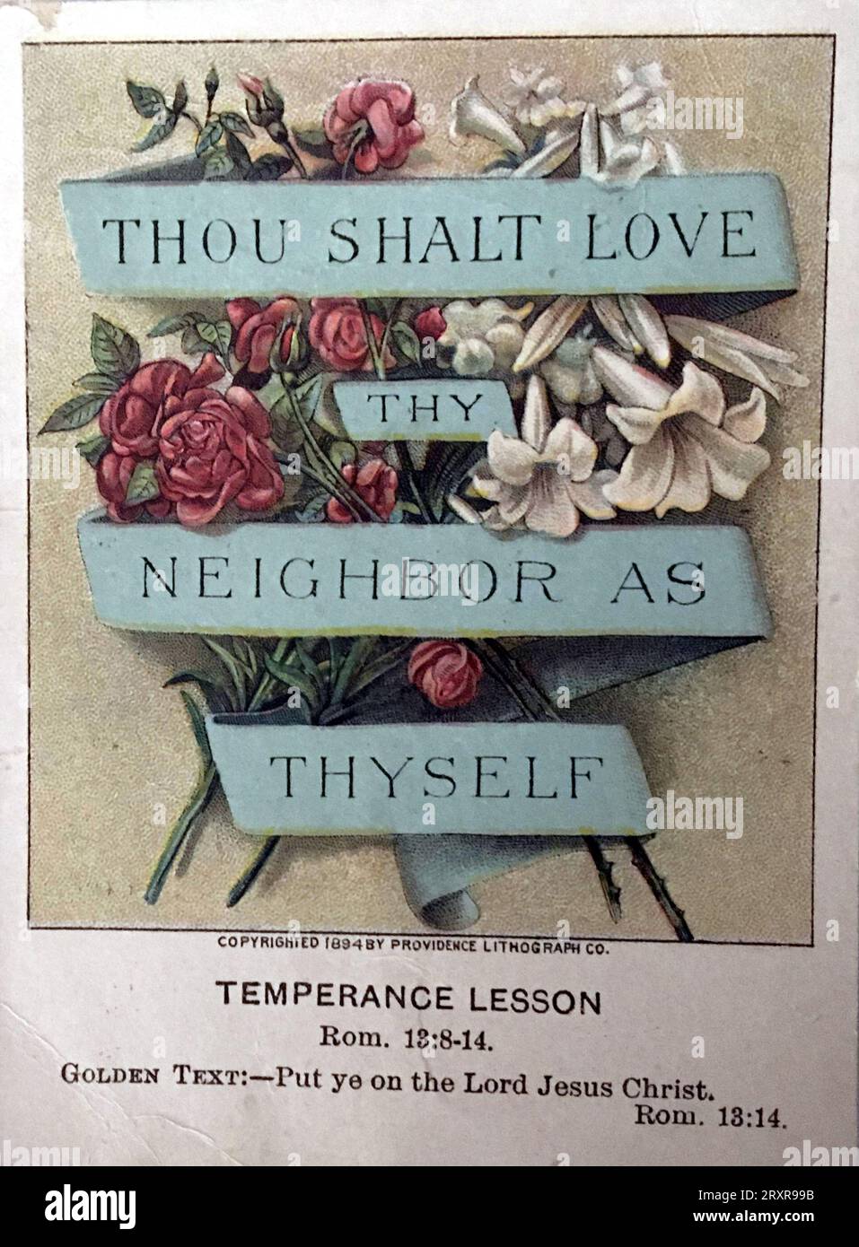 Chr2086 Temperance lesson card" Thou shalt love thy neighbour as ...