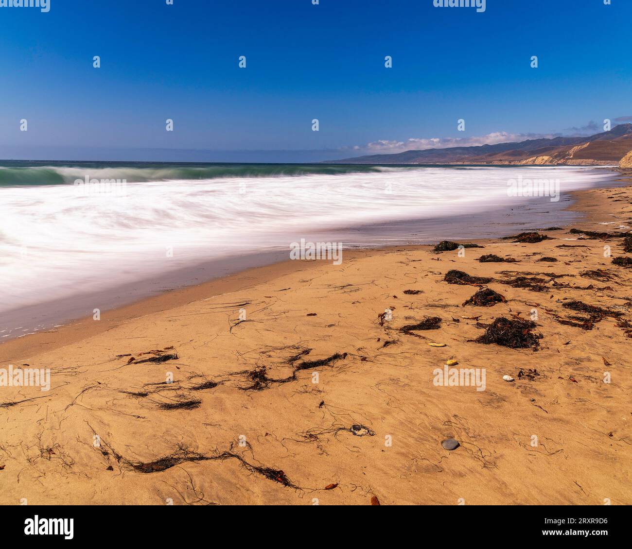 Long exposure of waves breaking on the beach at Jalama Beach in Lompoc, CA Stock Photo - Alamy