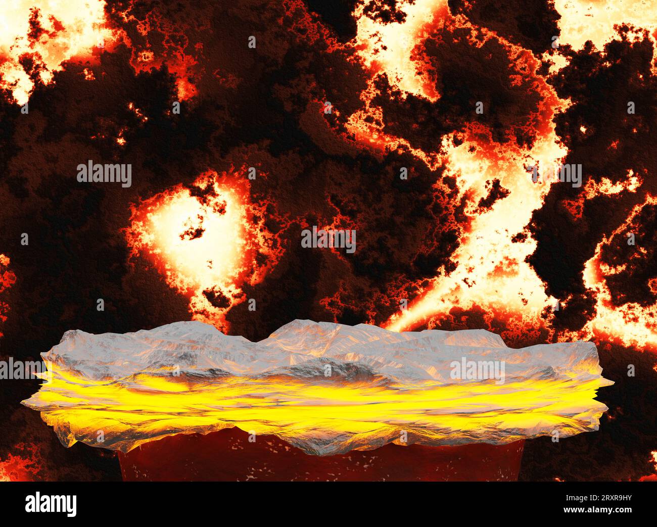 Lava light stand 3D.flaming stone Stock Photo - Alamy
