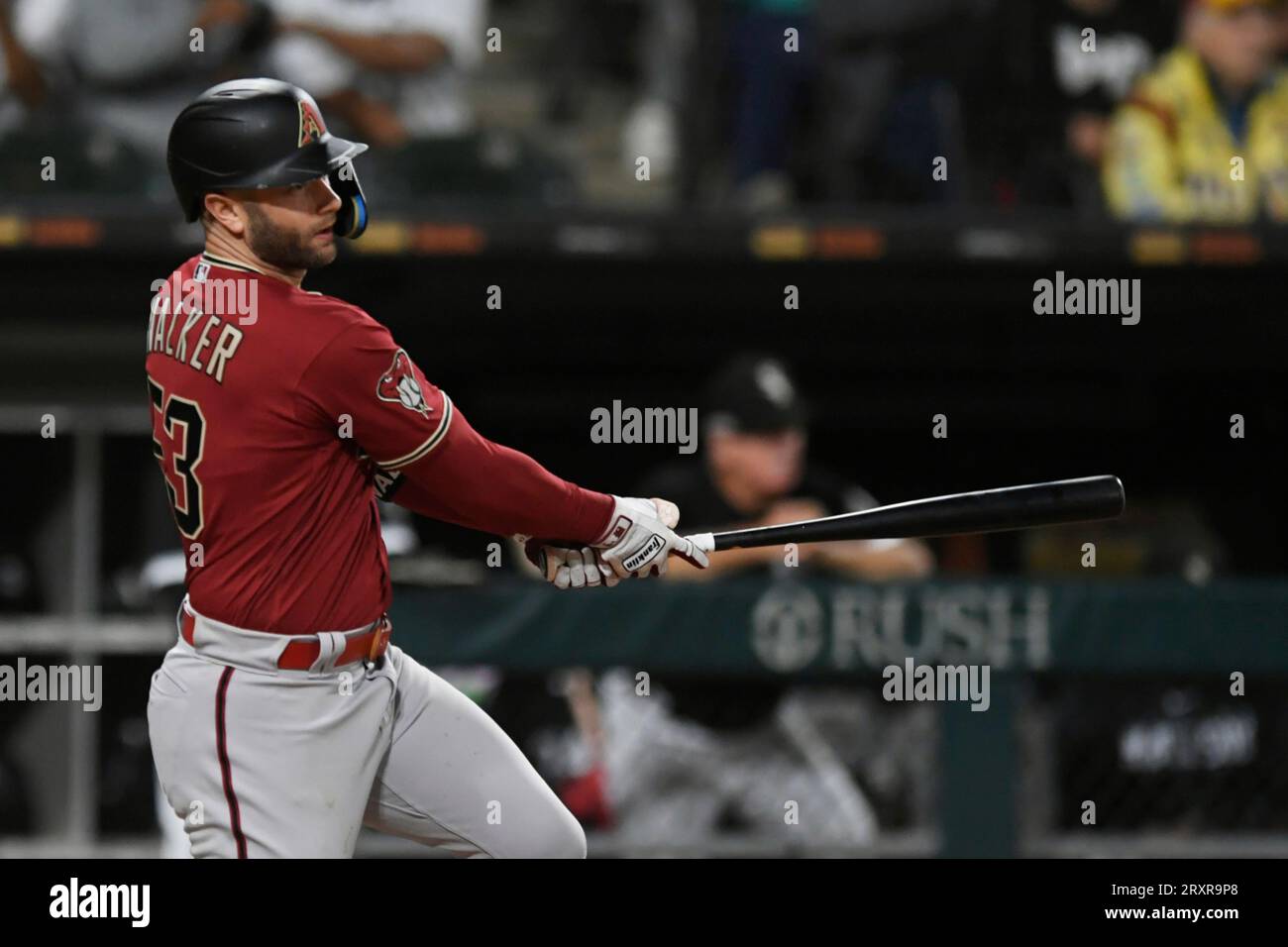 Arizona Diamondbacks' Christian Walker watches his three-run triple ...