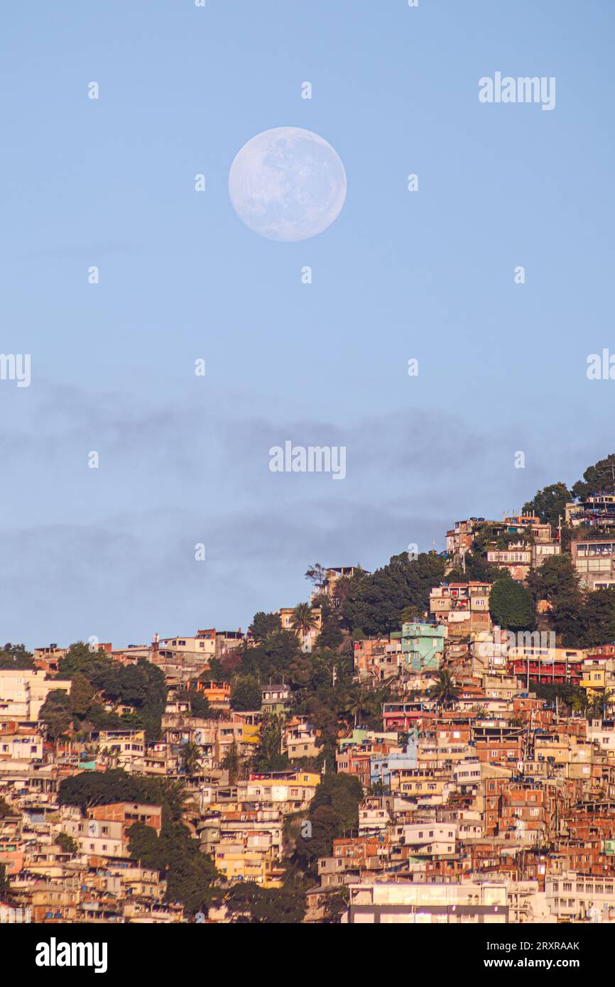 full moon and the Vidigal community in Rio de Janeiro Stock Photo - Alamy