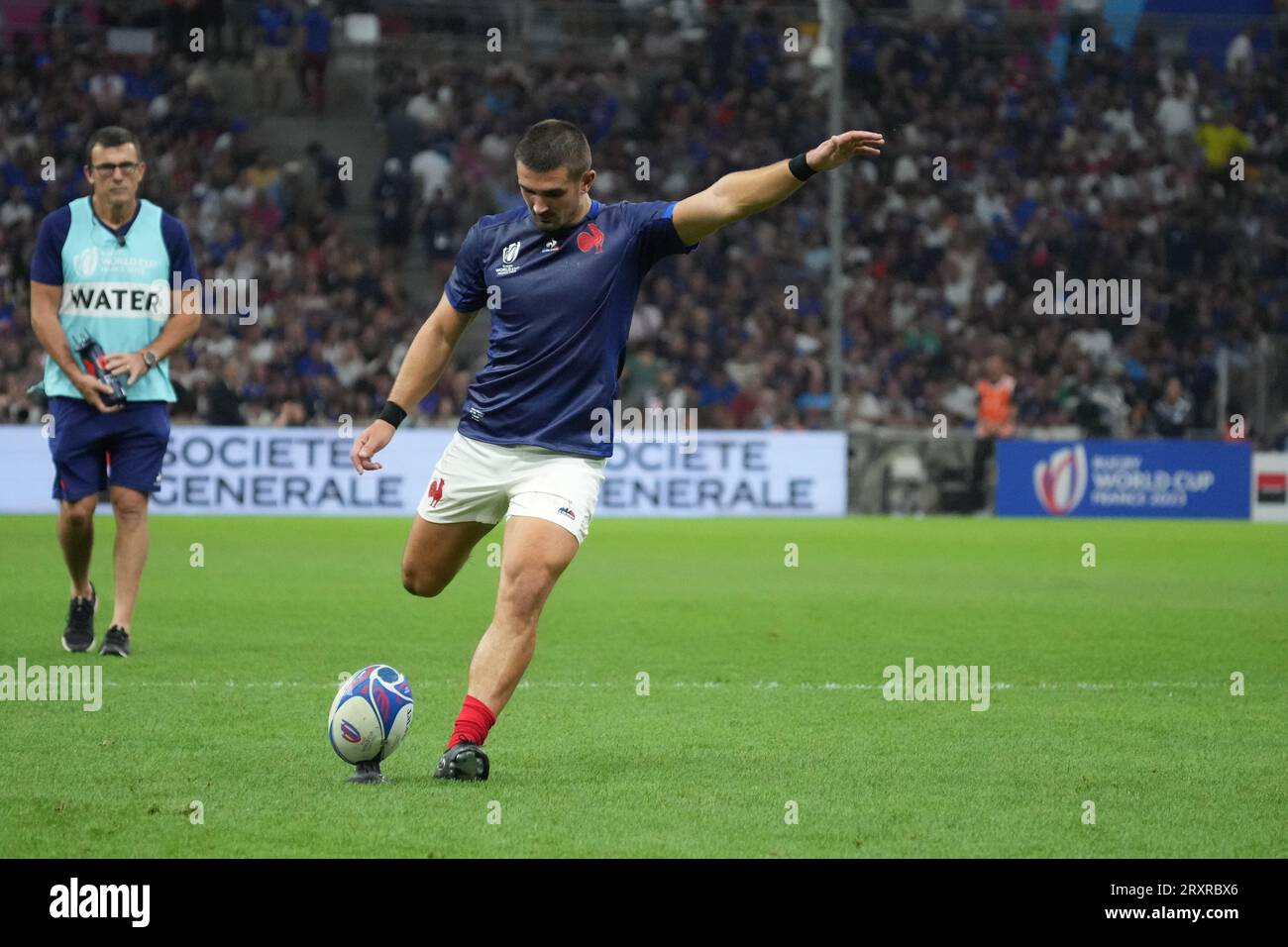 France's Thomas Ramos takes a conversion goal during the 2023 Rugby ...