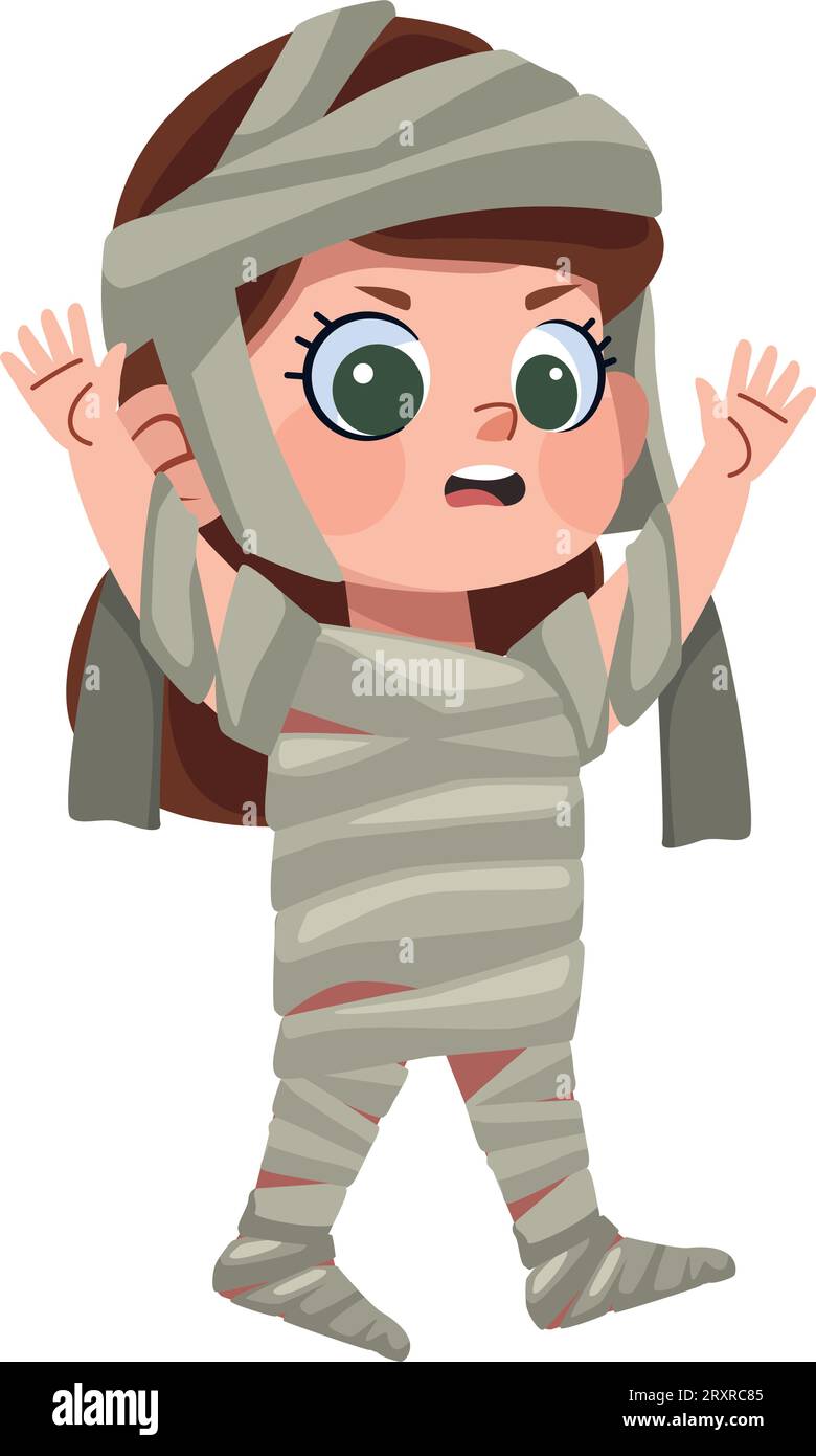 halloween kid disguised mummy girl Stock Vector Image & Art - Alamy