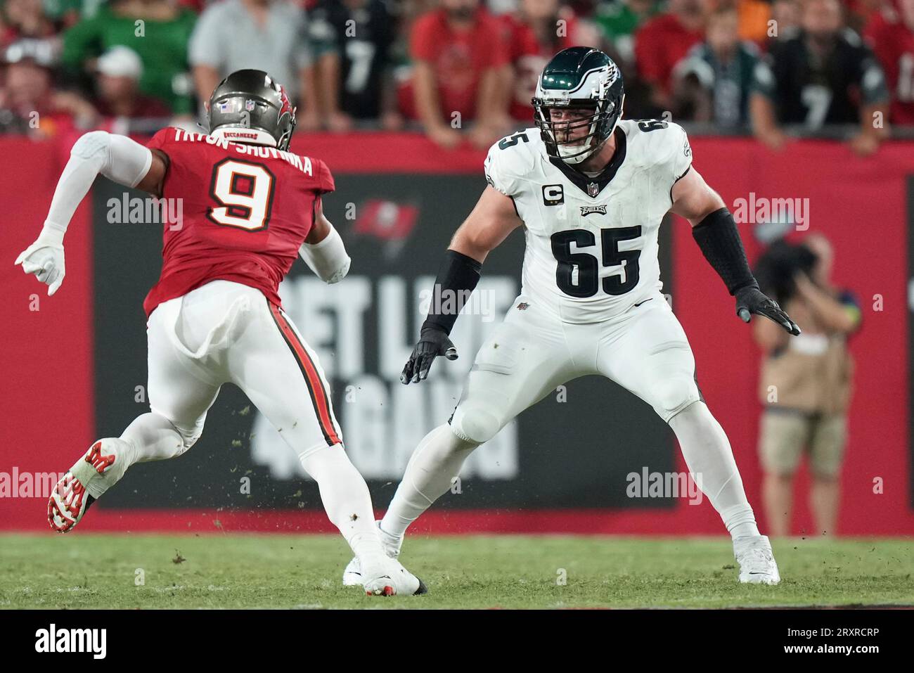 Philadelphia Eagles offensive tackle Lane Johnson (65) protects the ...