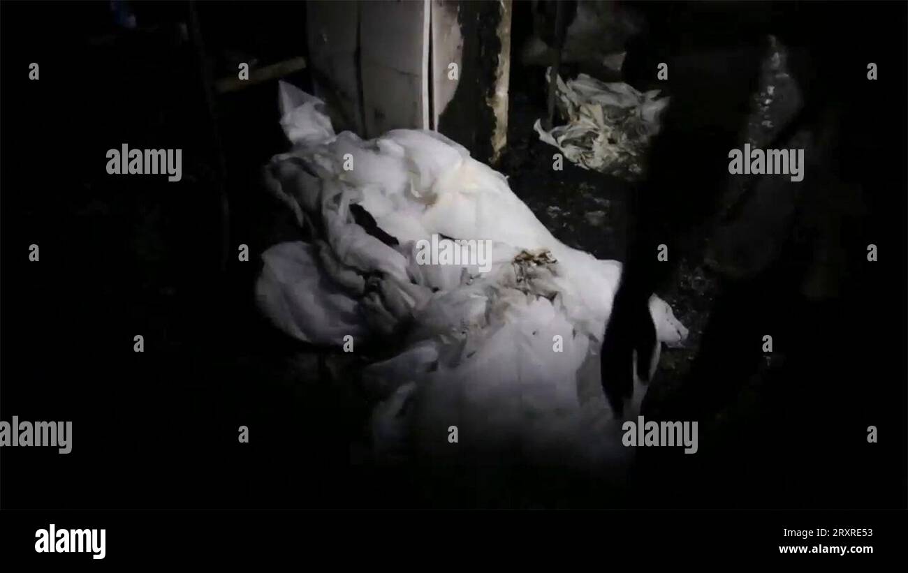 This image made from video shows the site following a fatal fire at a ...