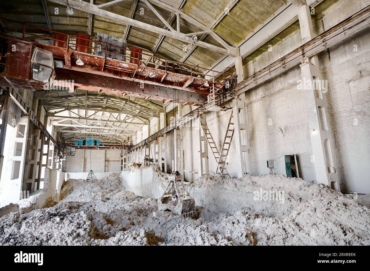 Loaded factory warehouse with chalk mined from open quarry Stock Photo ...