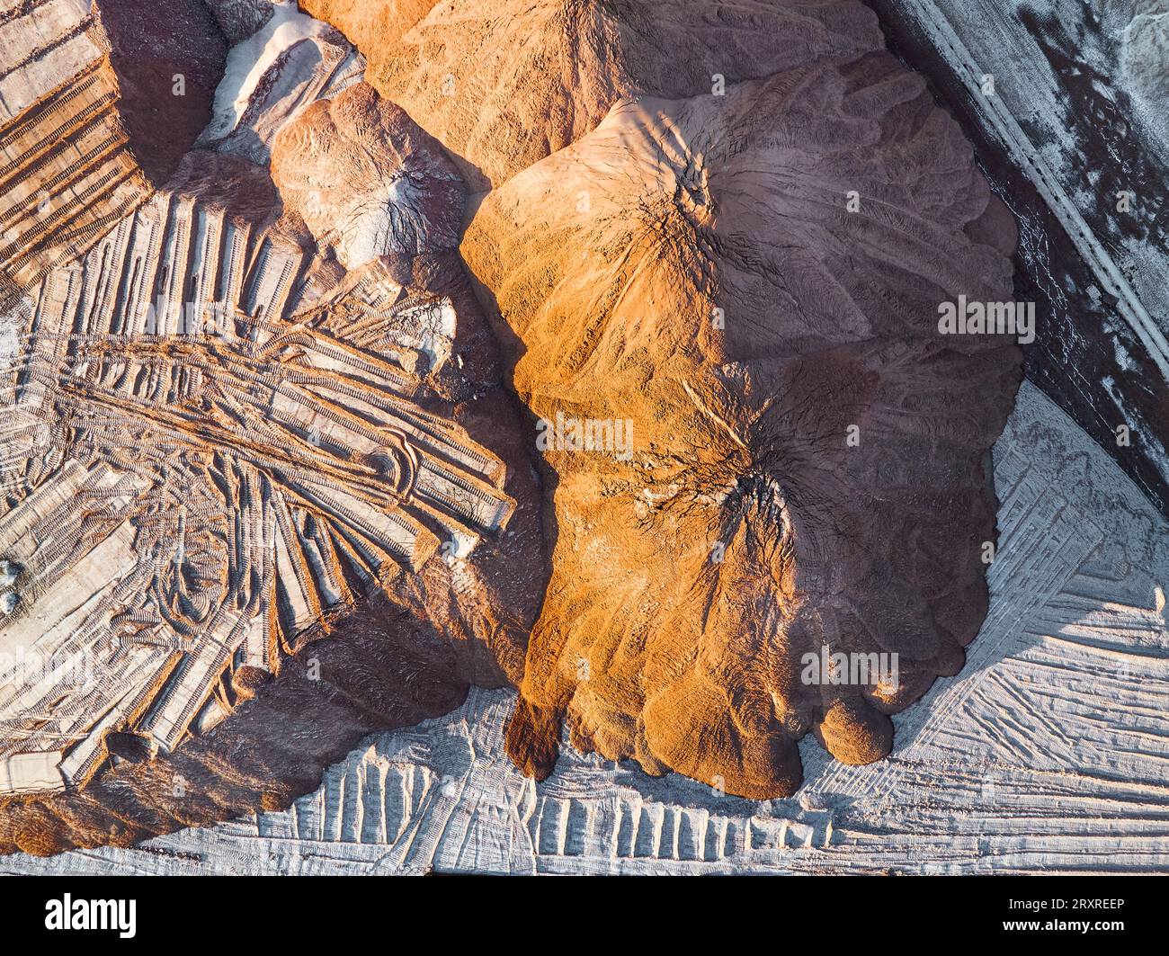 Waste storage and dumps of potassium salt illuminated by sun Stock ...