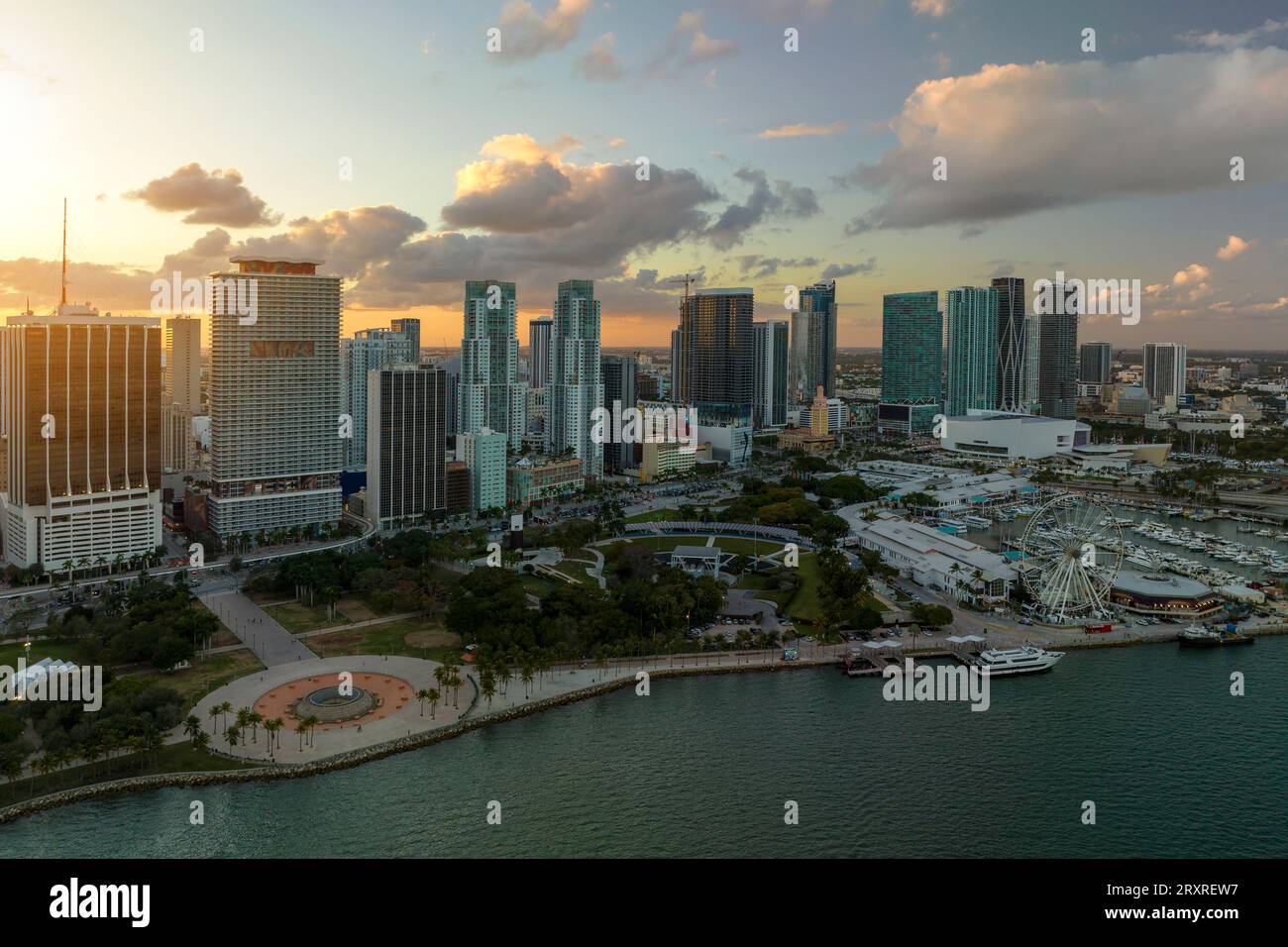 Aerial view of downtown district of of Miami Brickell in Florida, USA ...