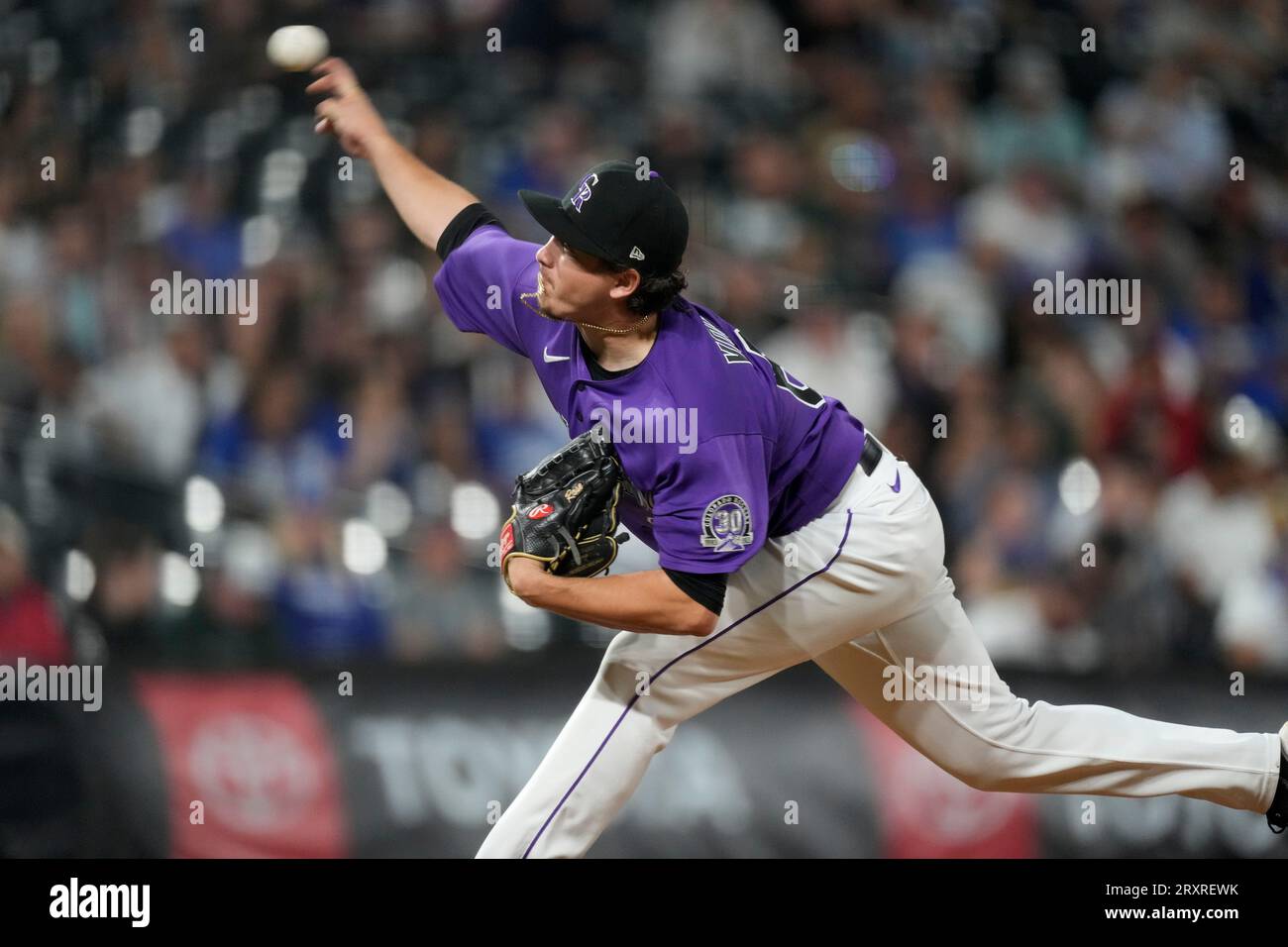 Colorado Rockies relief pitcher Victor Vodnik works against the Los ...
