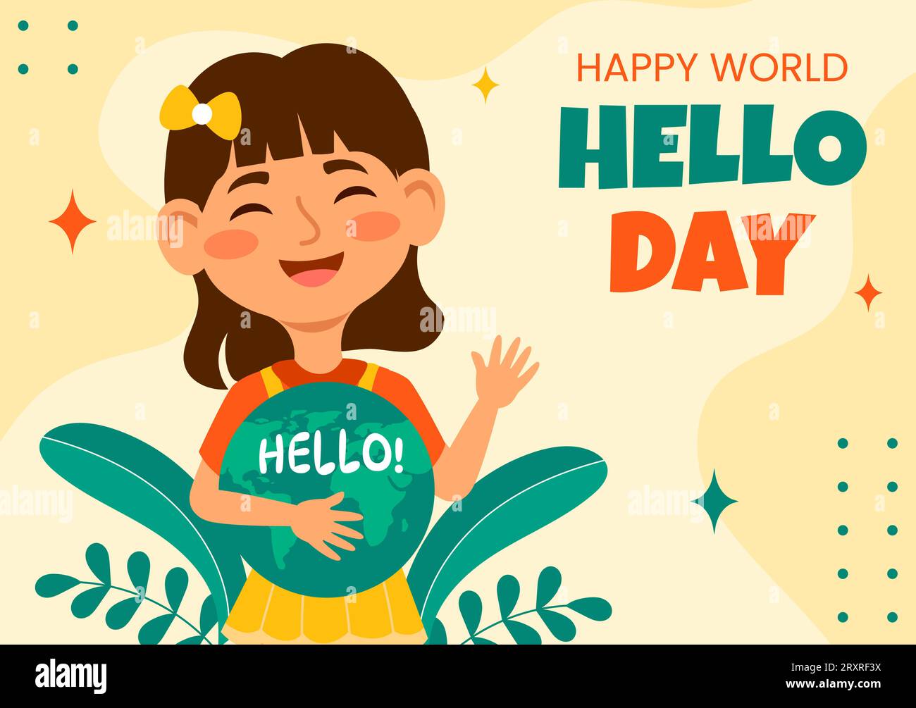 Hello Day Social Media Background Flat Cartoon Hand Drawn Templates ...