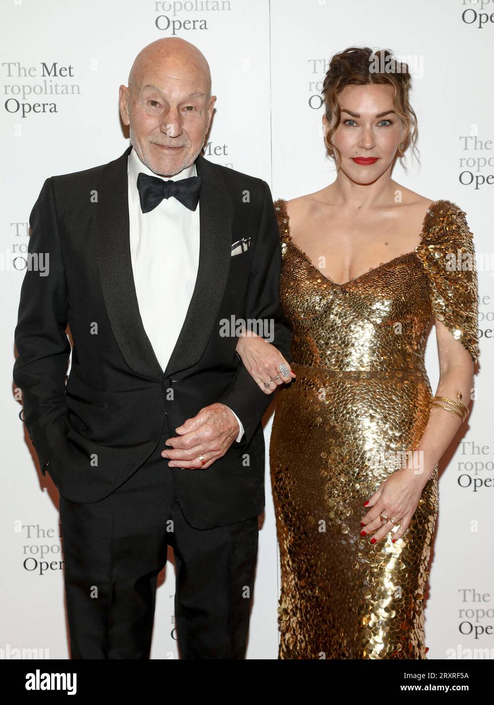 Actor Patrick Stewart, left, and singer Sunny Ozell attend the ...