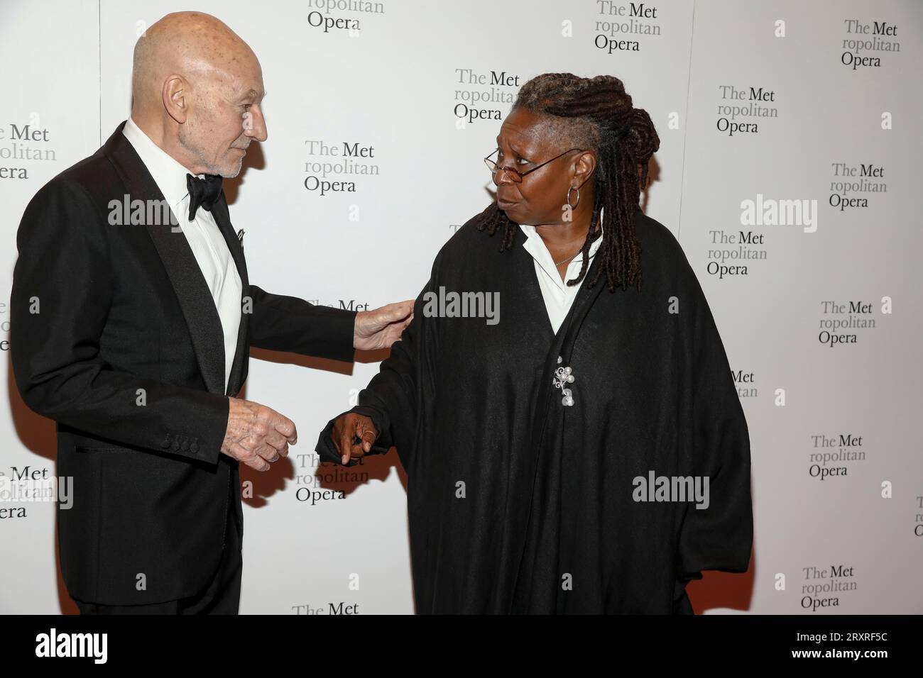 Actors Patrick Stewart, left, and Whoopi Goldberg attend the ...