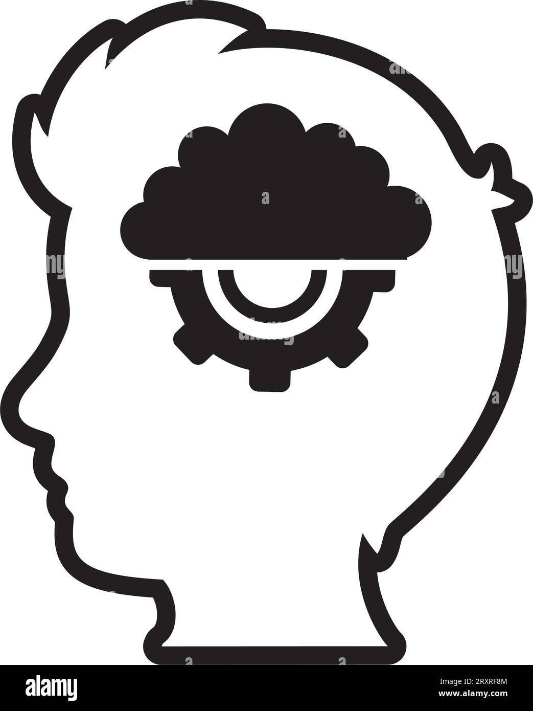 brain profile icon cog wheel Stock Vector Image & Art - Alamy