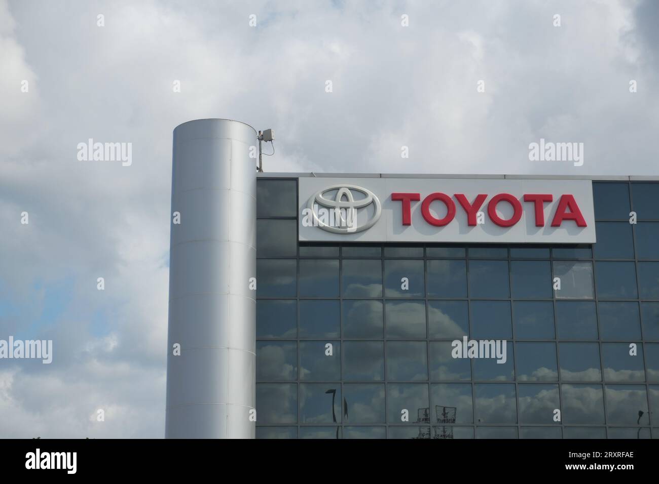 turkey istanbul 18 august 2023. Toyota brand name on building against ...