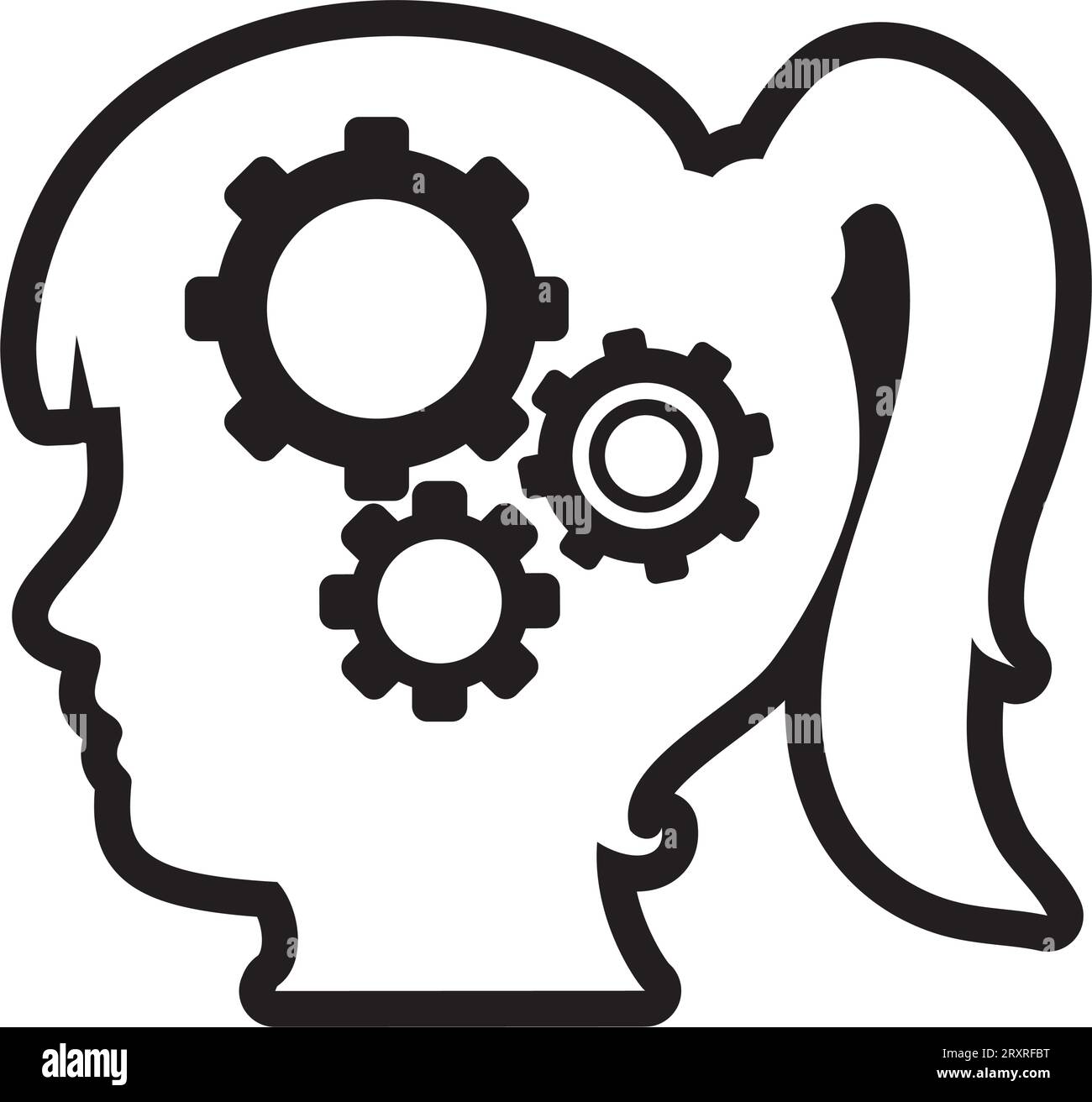 brain profile icon cog wheels Stock Vector Image & Art - Alamy