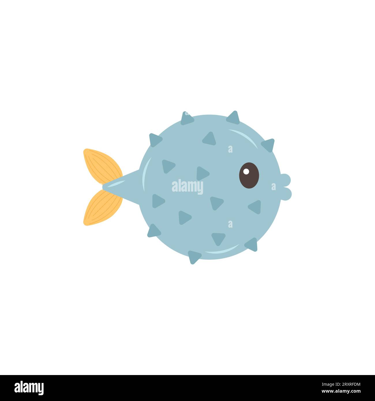 Hand drawn Fish Hedgehog on white background. Sea animal. Ocean vibes ...