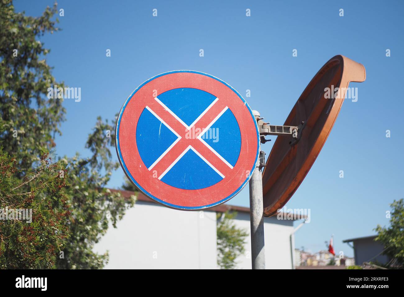 No parking traffic sign over blue sky Stock Photo - Alamy