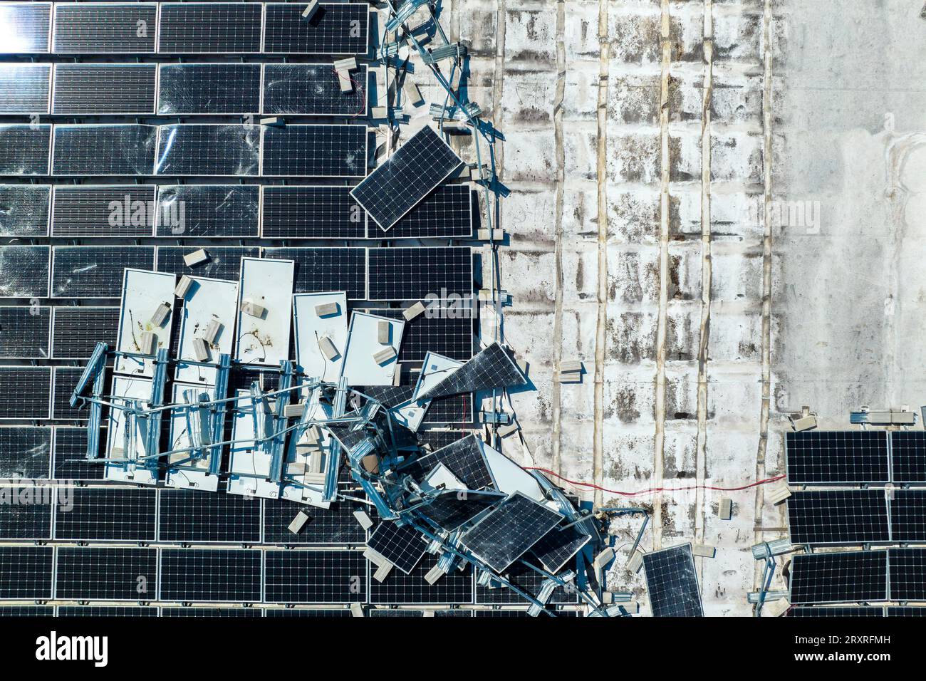Consequences of natural disaster. Damaged by hurricane wind ...