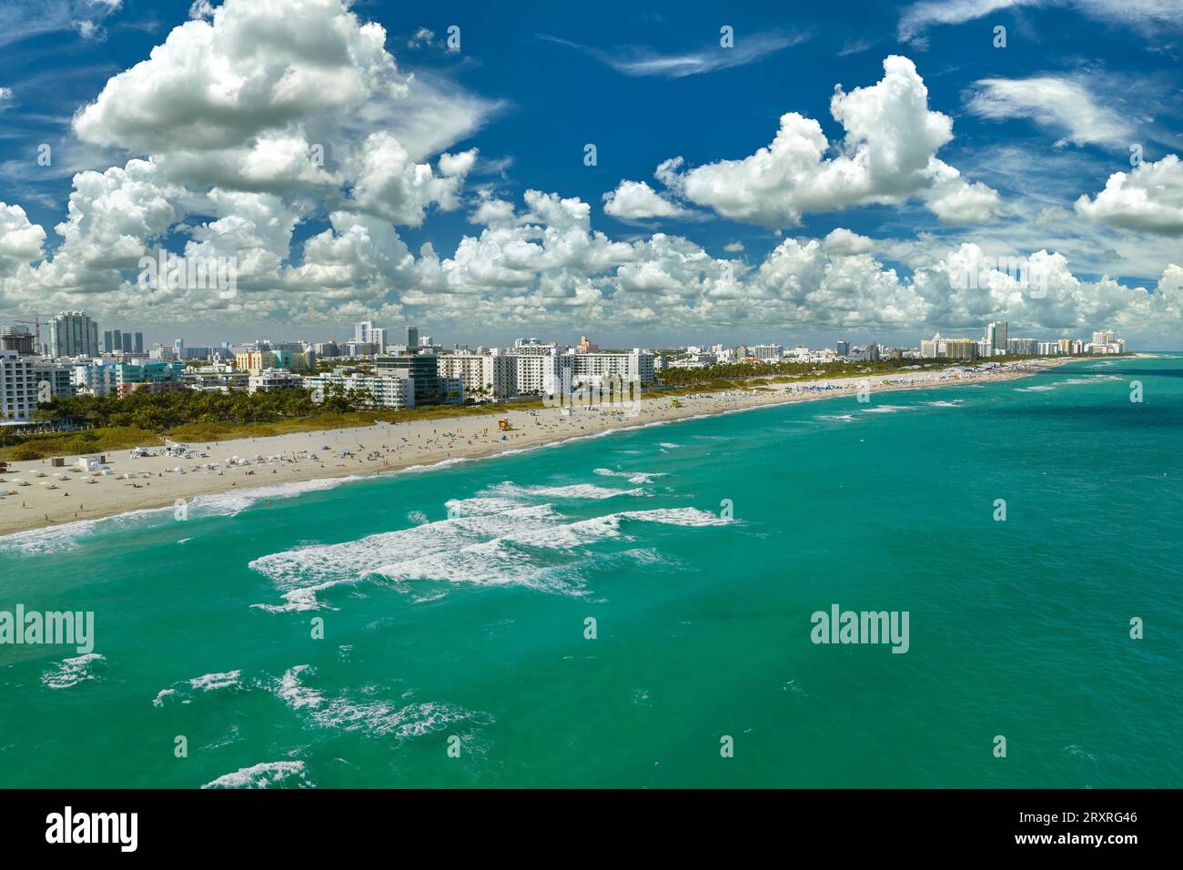 Miami Beach city with high luxury hotels and condos and sandy ...