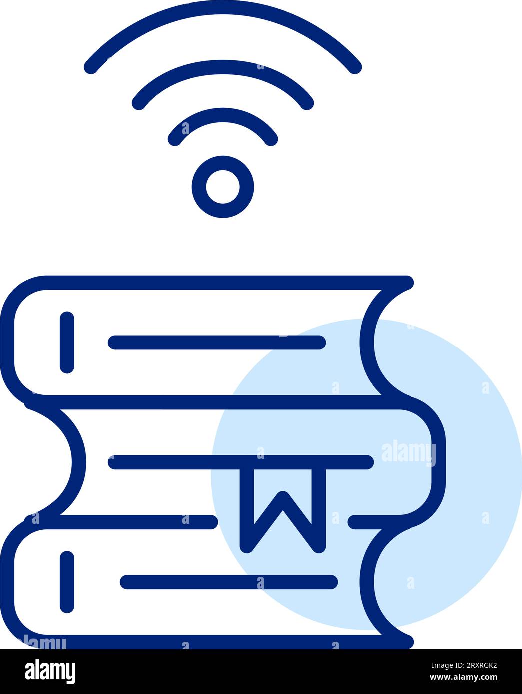 Online library icon. Stack of books and wifi symbol. Pixel perfect icon ...