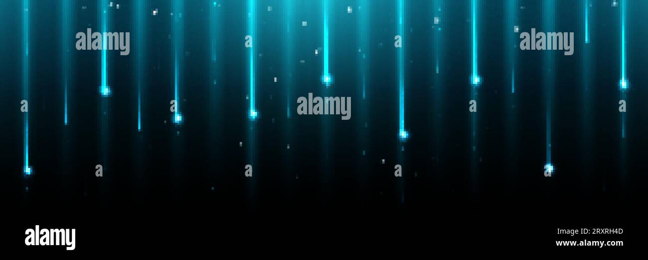 Star shower - shining comet rain horizontal border with blue path ...