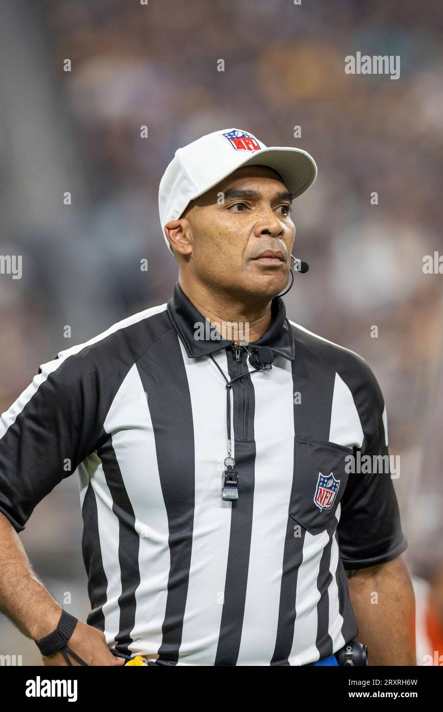 Referee Tra Blake officiates a game between the Las Vegas Raiders and ...