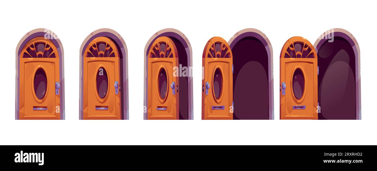 Open and close front house door vector animation. Room doorway isolated ...