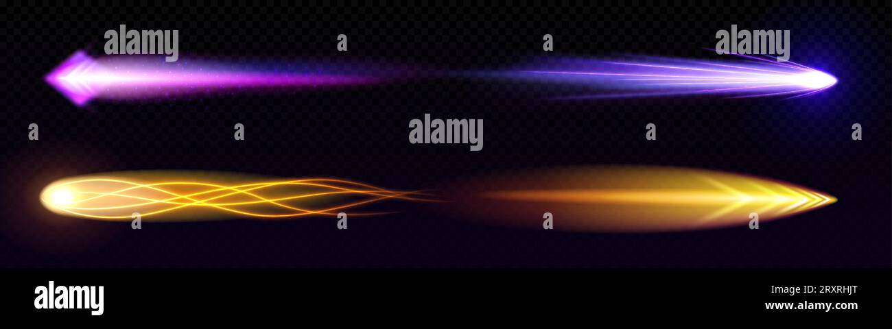 Comet burst flare and rocket or missile engine trail. Spaceship launch ...