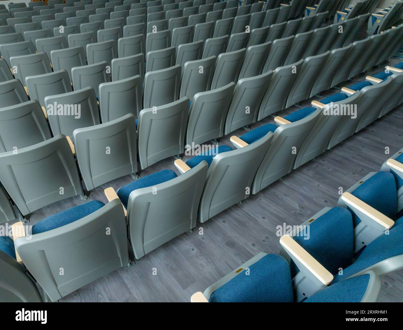 View of back of seats in an empty theater, auditorium Stock Photo - Alamy