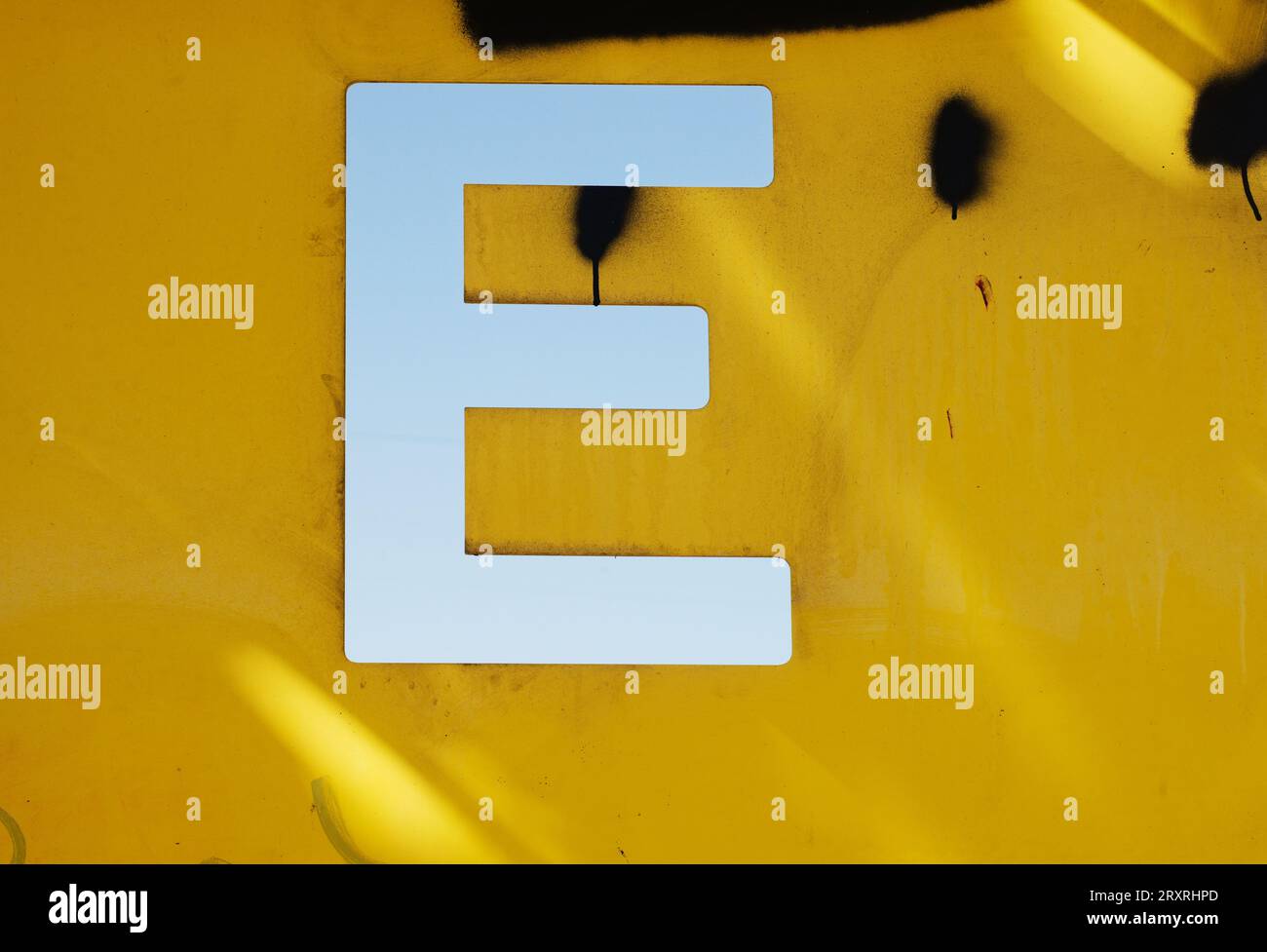 Old worn letter e, showing its age, pattern, lines and boldly grabbing ...