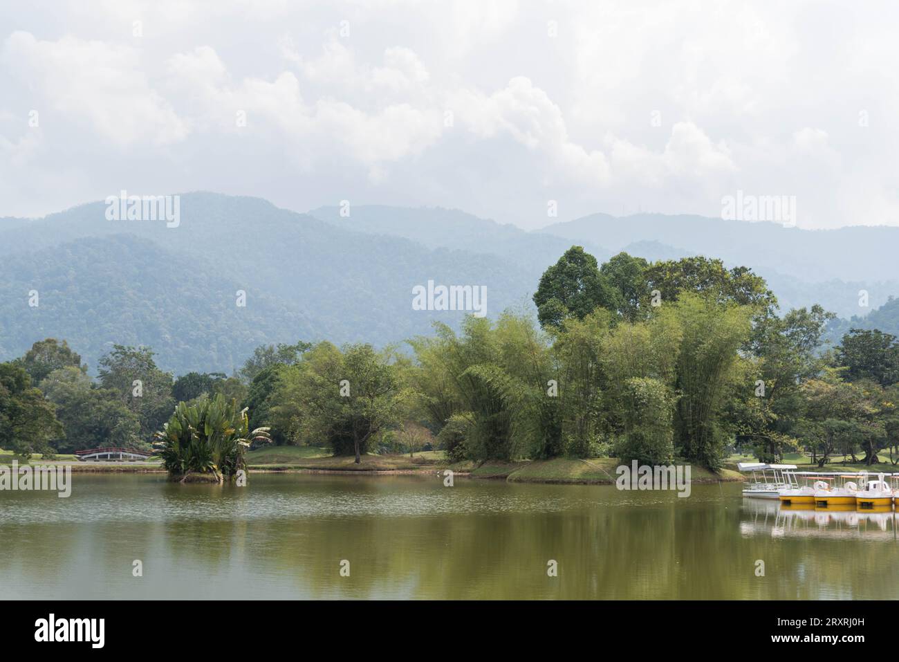 Lake scenery with mountains and trees. Taken in Ipoh, Malaysia Stock ...