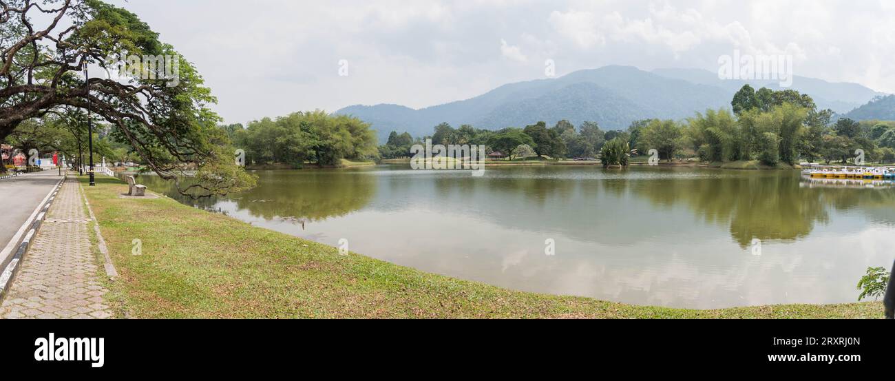 Lake scenery with mountains and trees. Taken in Ipoh, Malaysia Stock ...