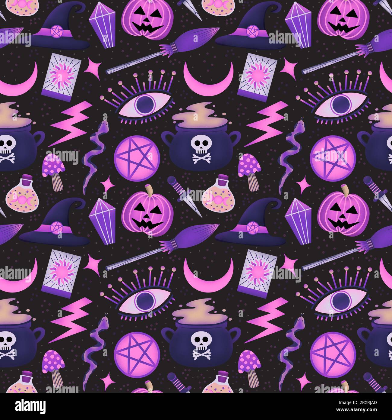 Basic Witch in Purple Punch Seamless Pattern Design Stock Photo - Alamy