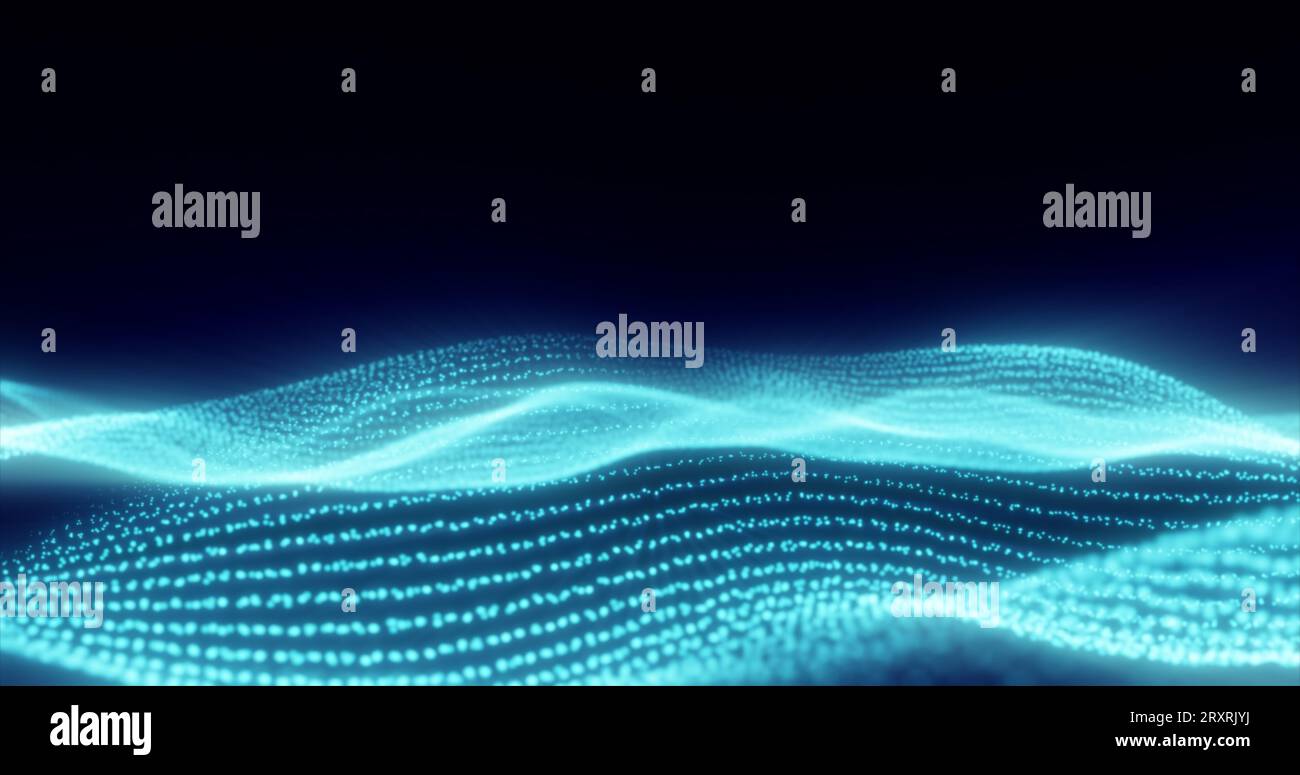 Abstract blue energy magic waves from glowing particles and lines ...