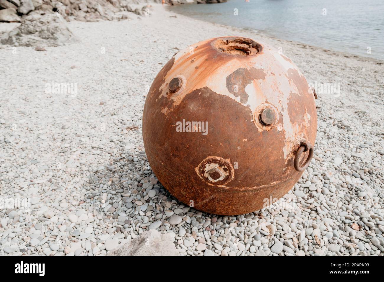 Old rusty sea mine on the beach Stock Photo - Alamy
