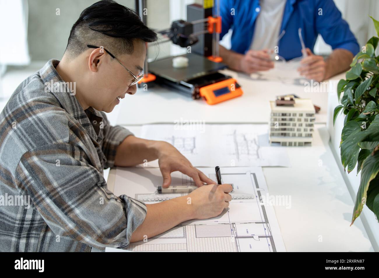 Architects making house model using 3D printer, FDM technology for ...