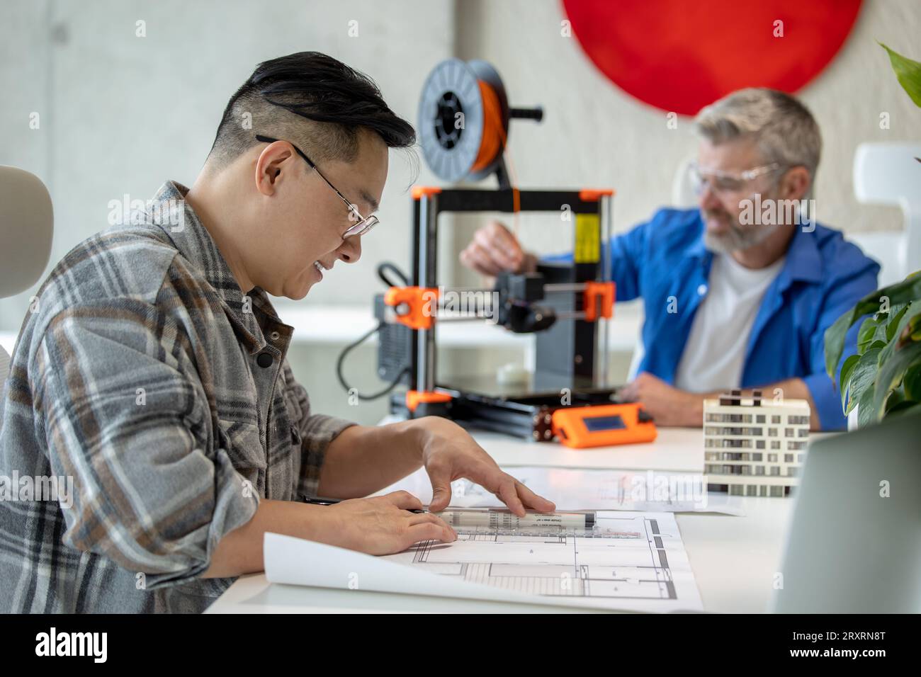 Architects making house model using 3D printer, FDM technology for ...