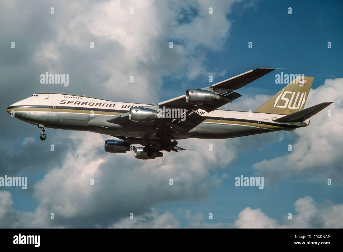 A Seaboard World Airlines Boeing 747-200 cargo plane, registration ...