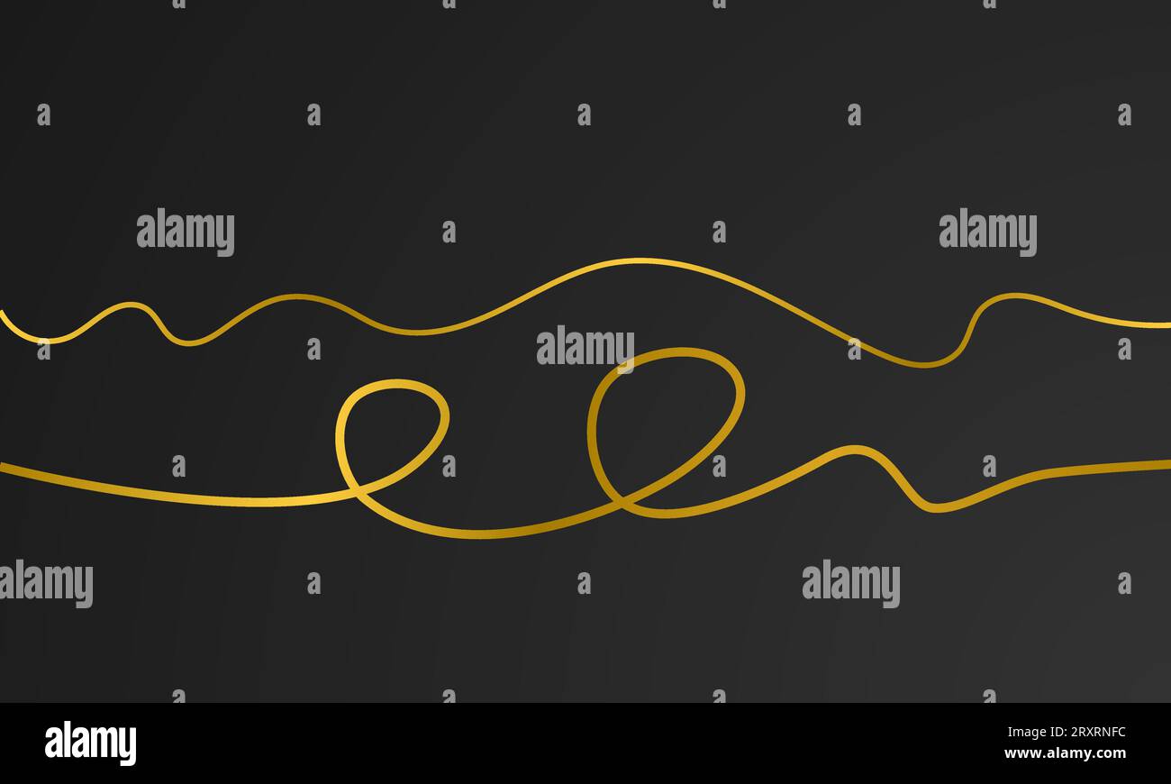 Minimalist elegant lines wavy art on gold colors. Vector illustration ...