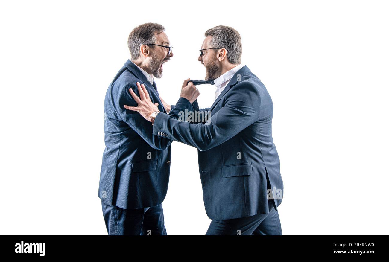 businessmen threaten business model. men having conflict. threatening ...