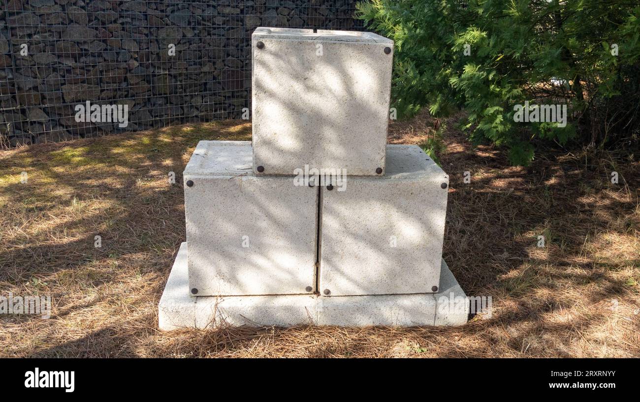 Wall box with new empty cremation niches with empty graves for ...