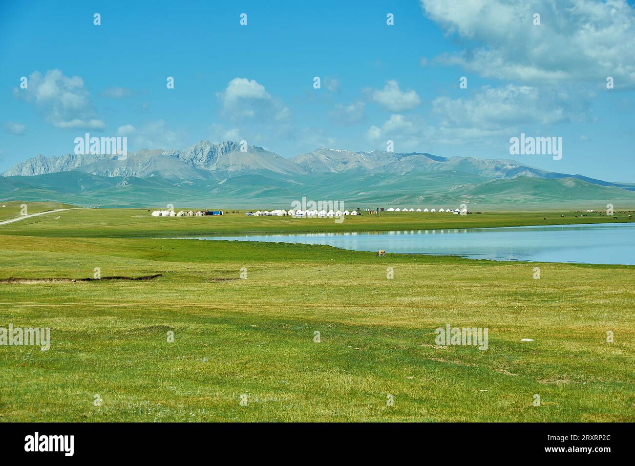 son kul mountain lake in kyrgyzstan is located at an altitude of over ...