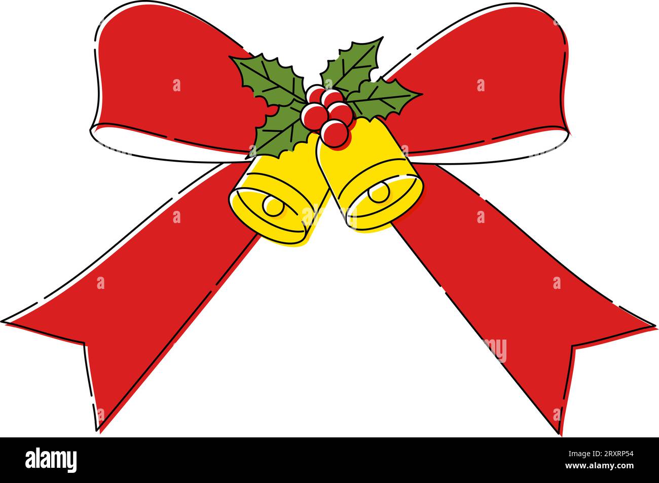 Simple and cute bells and ribbons Christmas decoration, Vector ...