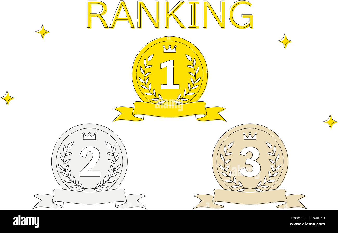 Simple laurel wreath and label coin ranking icon set, 1st-3rd place ...